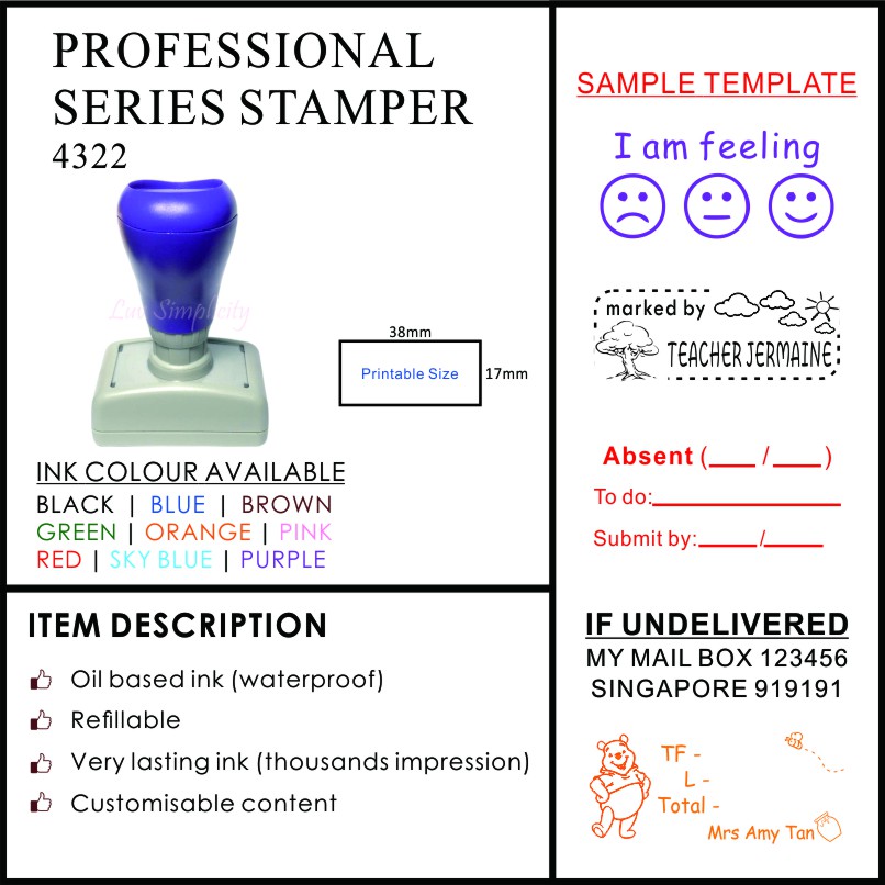 Personalised Ink Stamp / Rubber stamp / Refillable / Pre-inked / Self ...