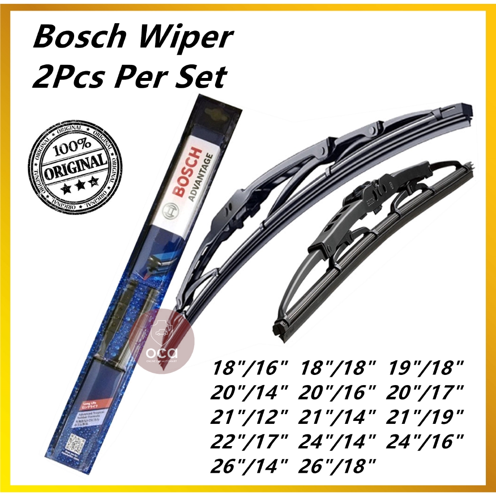 Bosch Advantage Wiper Blade Set - Compatible With All U-Hook Type For Proton Perodua Toyota ...