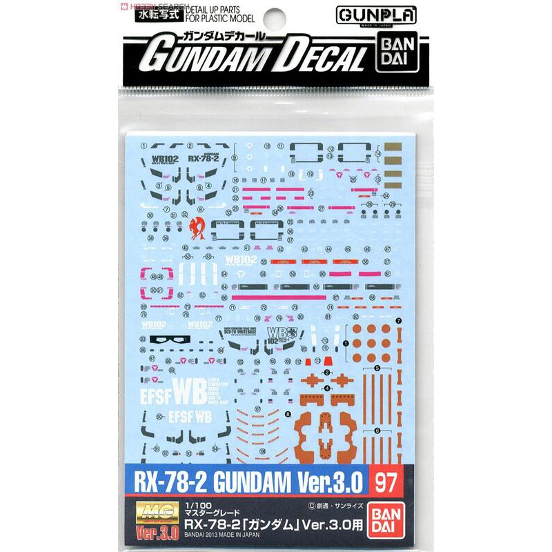 [Gunpla] BANDAI Model Water Sticker 97 MG RX-78-2 GUNDAM Ver 3.0 First ...