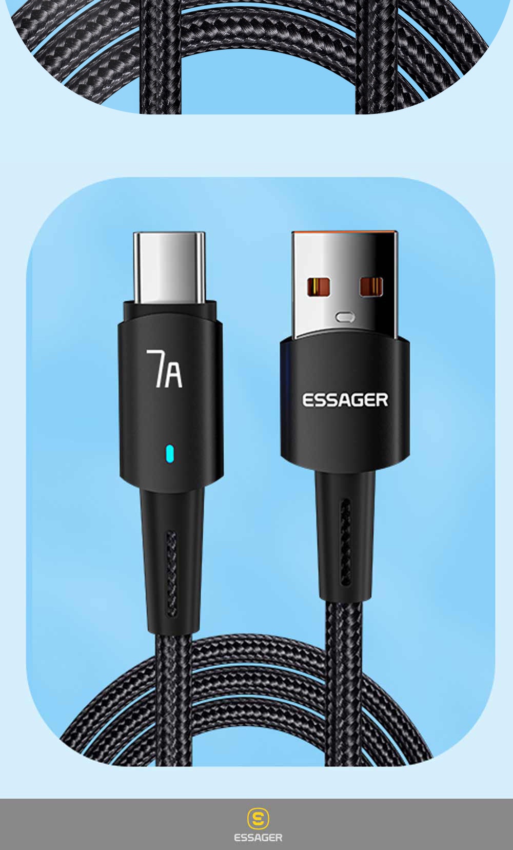 Essager 7A 100W Type c cable charging Led fast charging cable usb to ...