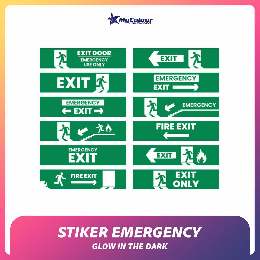 Glow IN THE DARK SIGN EMERGENCY STICKER / EVACUATION PATH / SIGNBOARD ...
