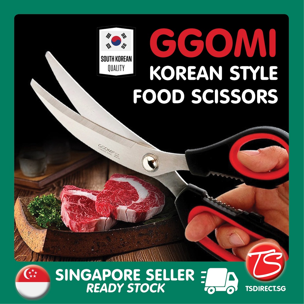 [SG SELLER] GGOMI Korean BBQ Barbecue Scissors for Cutting Meat Vegetable | Ergonomics Dual Hand ...