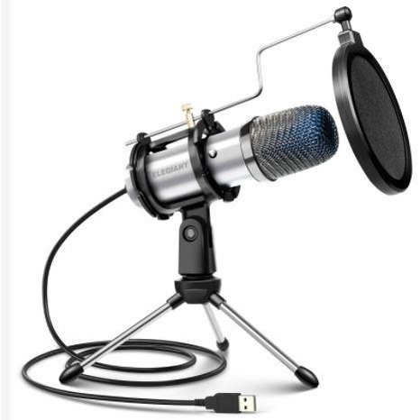 2612) Condenser Microphone with Tripod Stand Pop Filter Omnidirectional ...