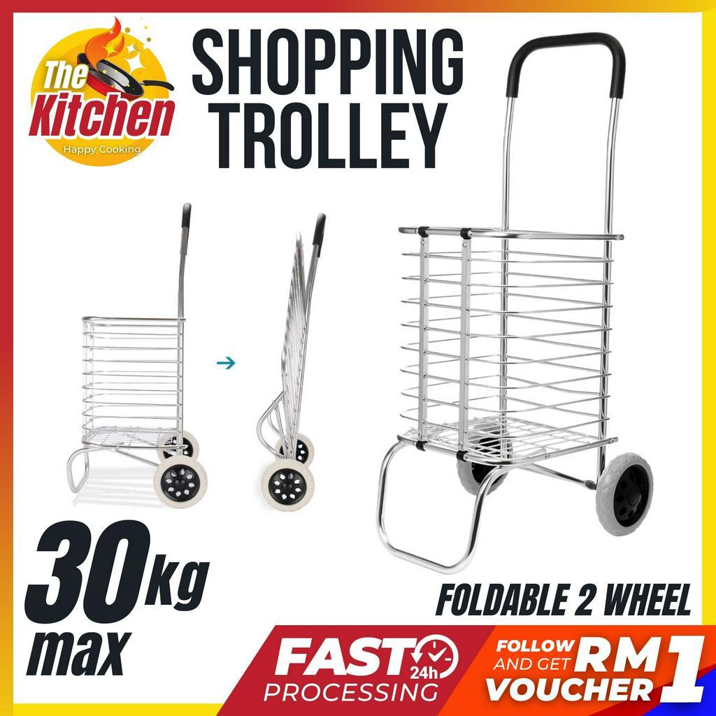 2 Wheel Foldable Folding Aluminum Shopping Supermarket Groceries ...