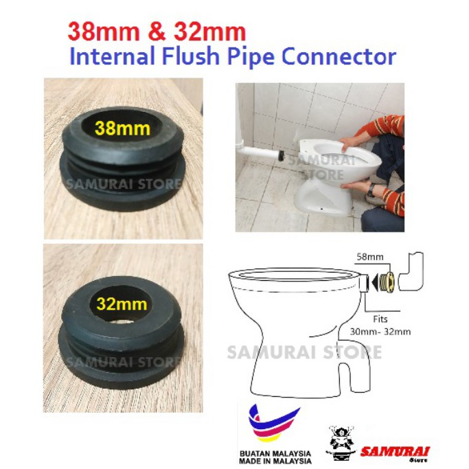38mm /32mm Toilet Cistern To Pan Internal Flush Pipe Rubber Cone Seal ...