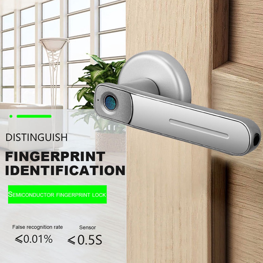 Sliver Handle Anti Theft Smart Biometric Keyless Security Entry ...
