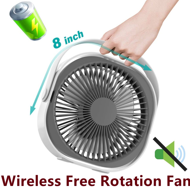 Portable Wireless Desktop Table Fan with USB Charging Adjustable Strong ...