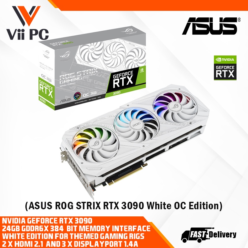 ASUS ROG STRIX RTX 3090 White OC Edition Gaming Graphics Card (PCIe 4.0 ...