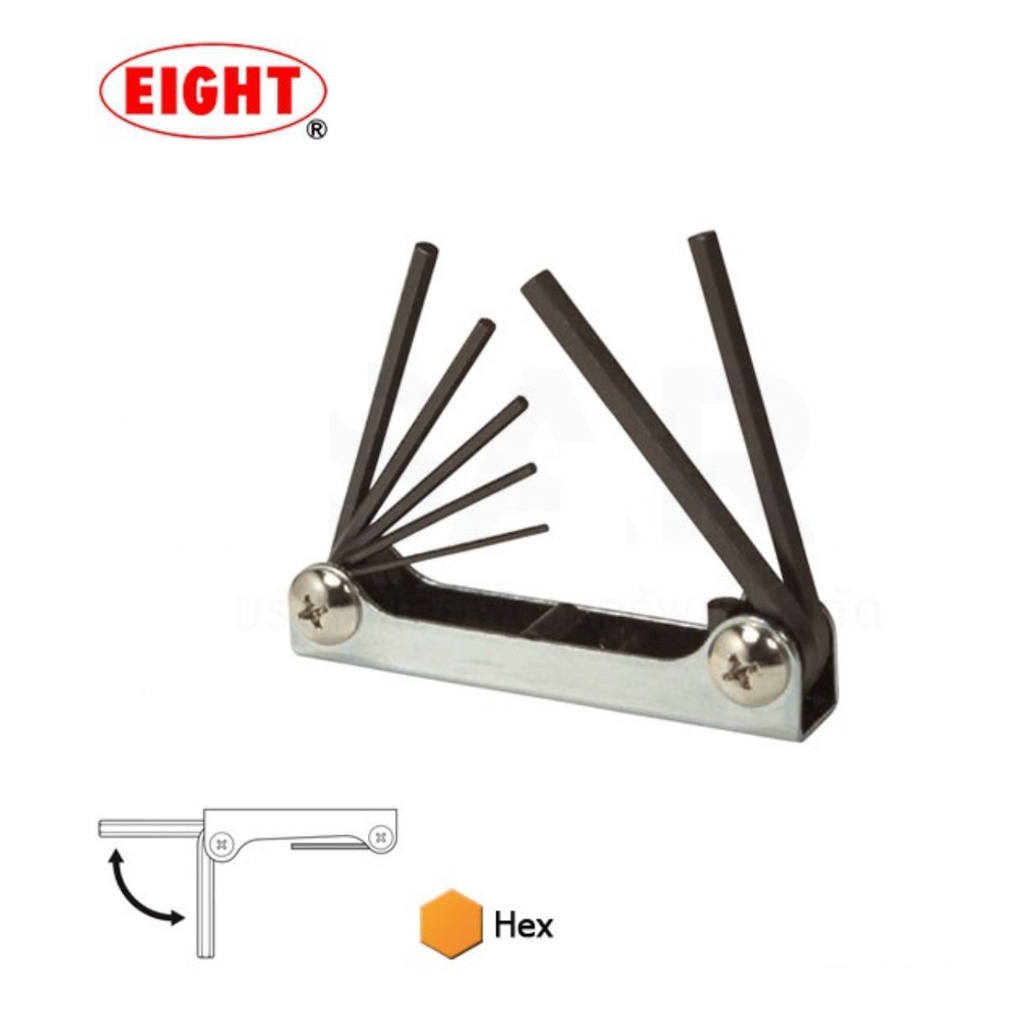 EIGHT 009-4 Foldable Inches Type Hex Key (1/16 - 7/32inch) Foldable ...