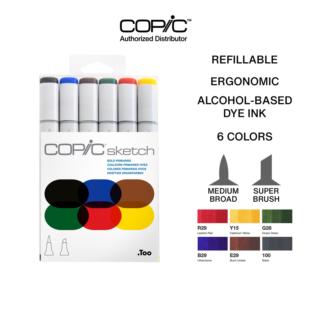 Copic Sketch Marker 6 Colors Bold Primaries | Shopee Singapore