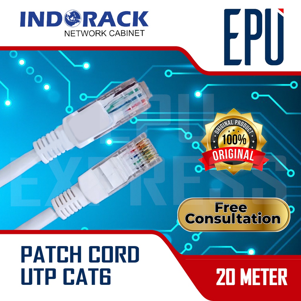 Indorack 20m Lan Cable Cat6 Cat.6 UTP Ethernet Patch Cord Cable ...