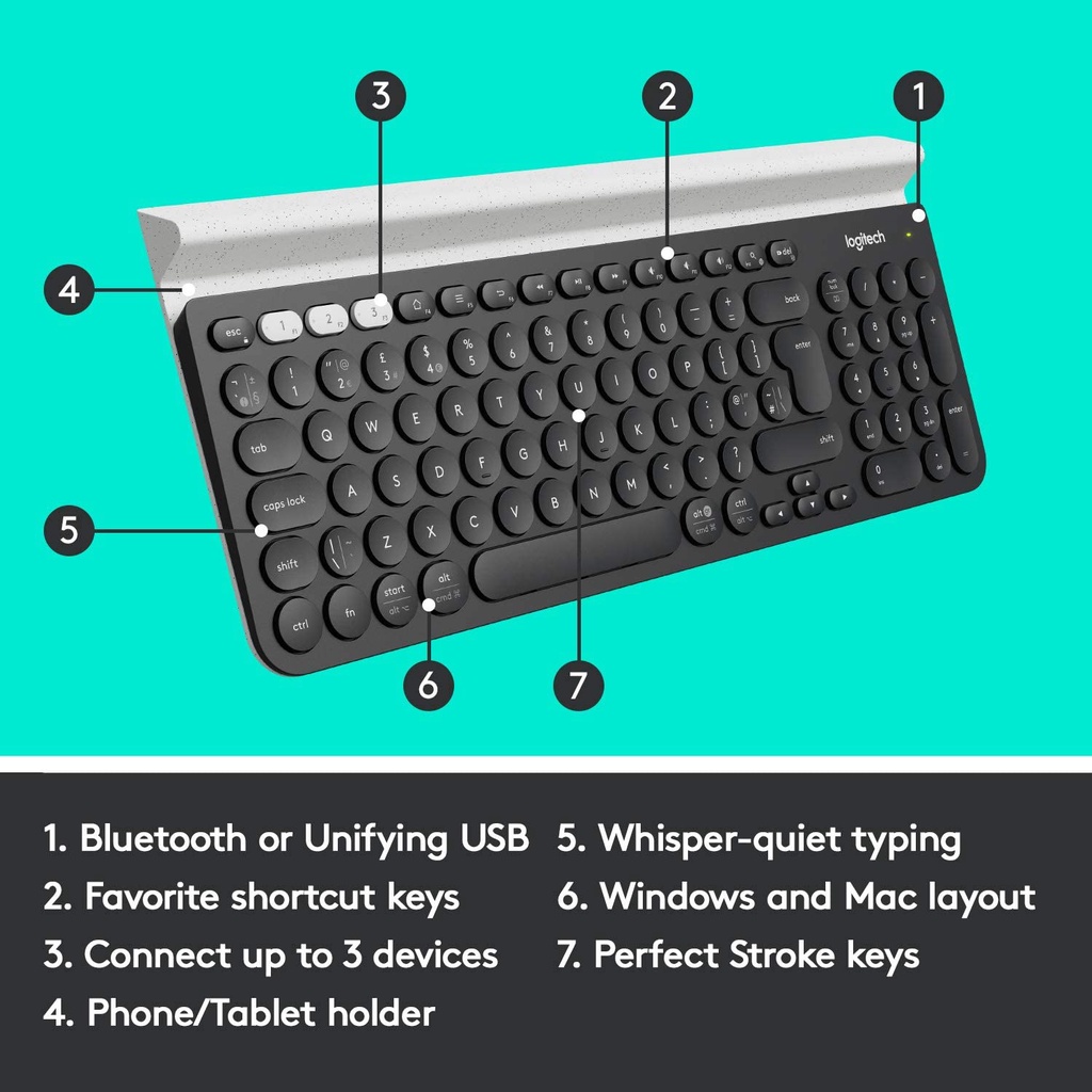 Logitech K780 Multi-Device Wireless Bluetooth Keyboard With Slient ...