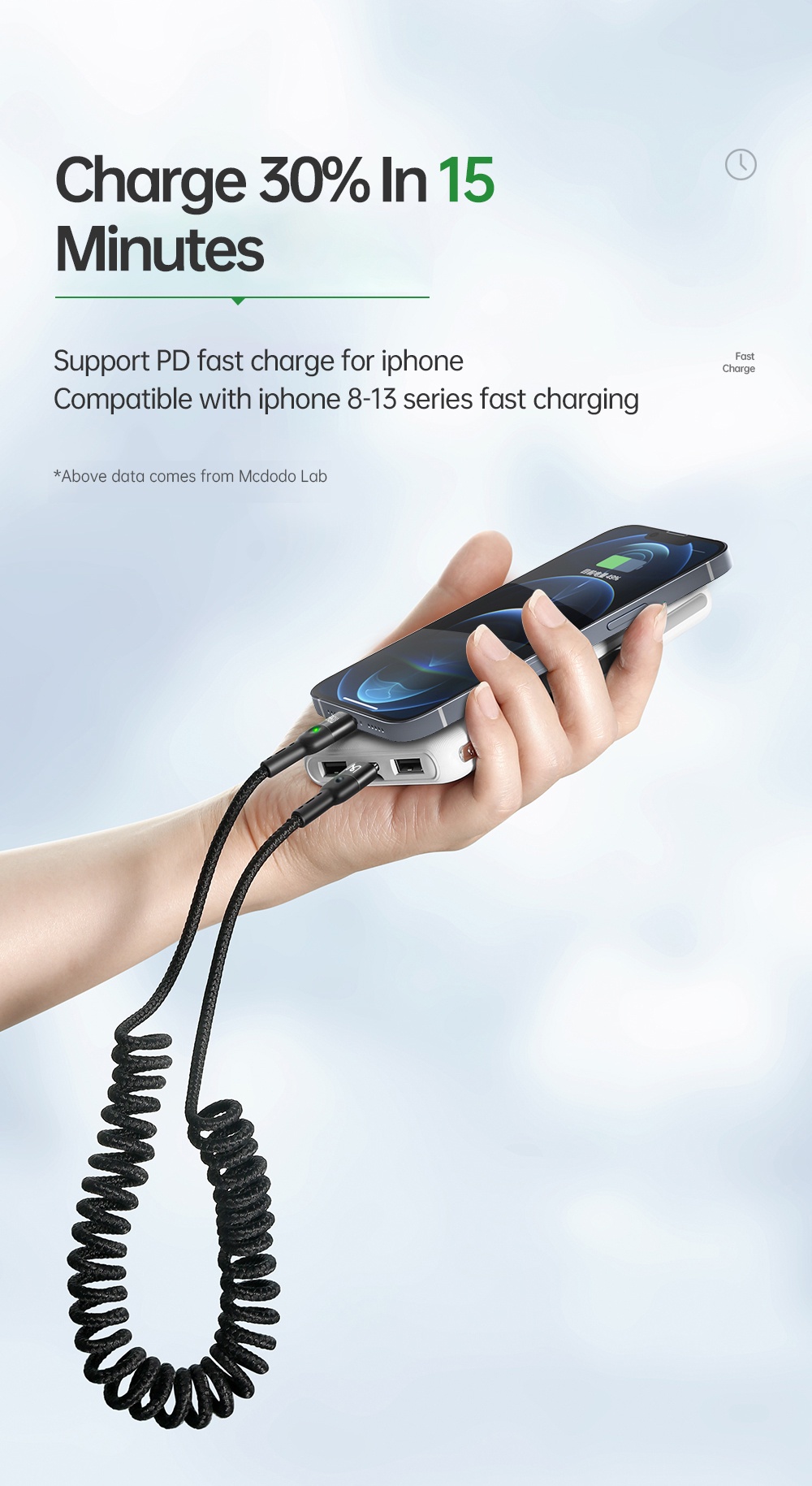 Mcdodo Spring Data Cable 60W Type-C / PD36W iP 14 Pro Max 13 12 11 XR 8 ...