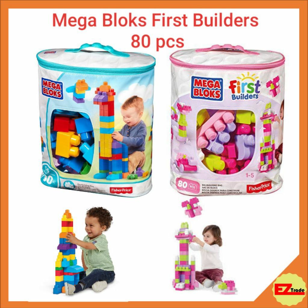MATTEL Mega Bloks First Builders Big Building Bag 80 Pieces DCH62 DCH63 ...