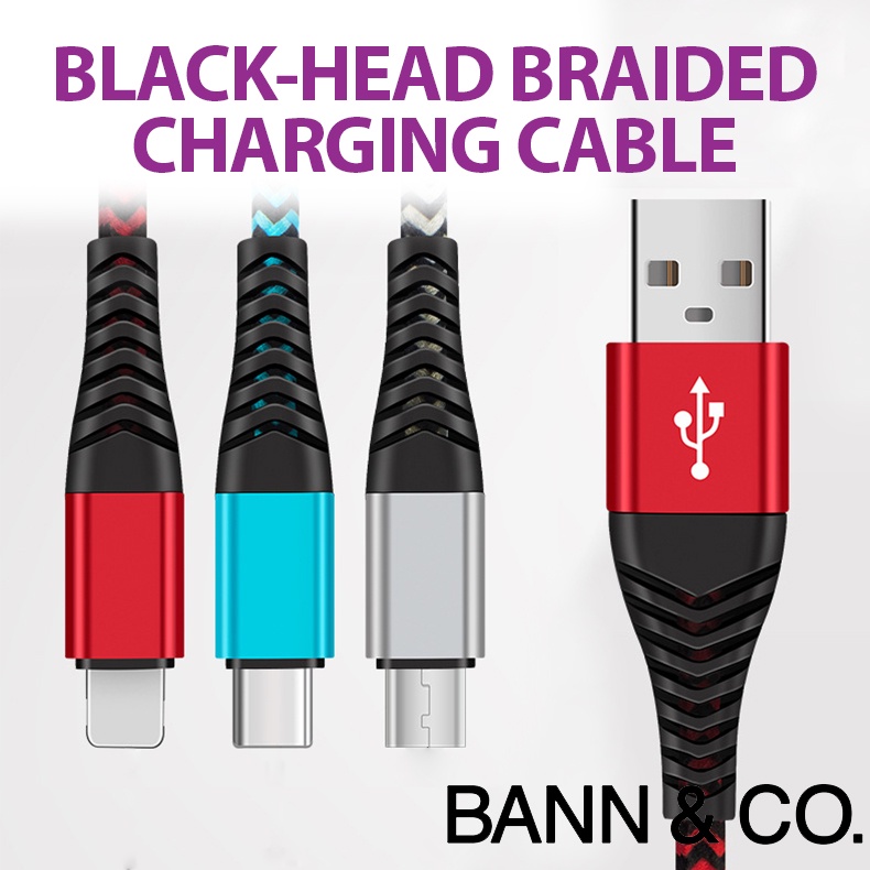 Fast Charging Braided Cable (USB Type-C/Micro-USB/iP) | Shopee Singapore