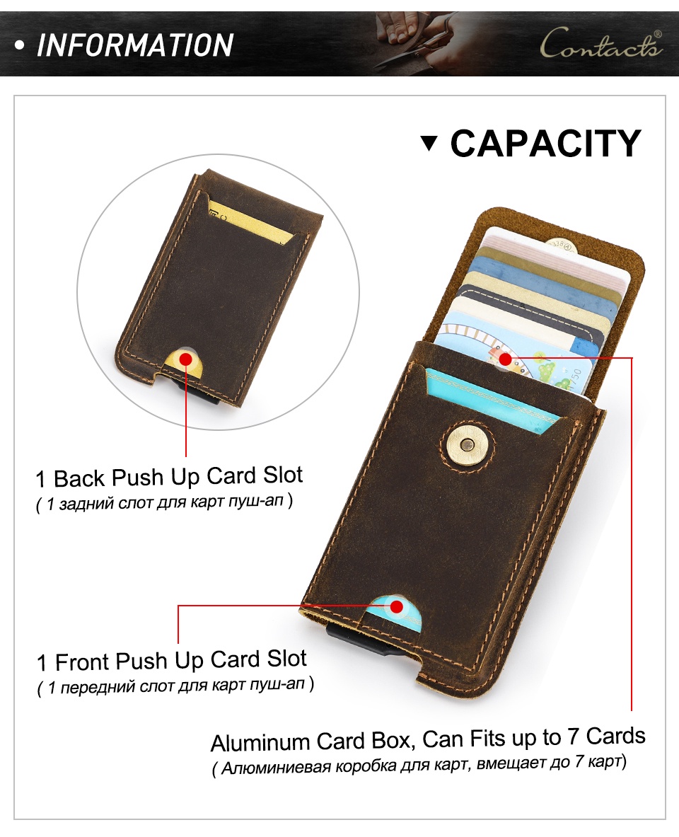 CONTACT'S Men's Credit Card Holder Wallet RFID Genuine Leather Hasp ...