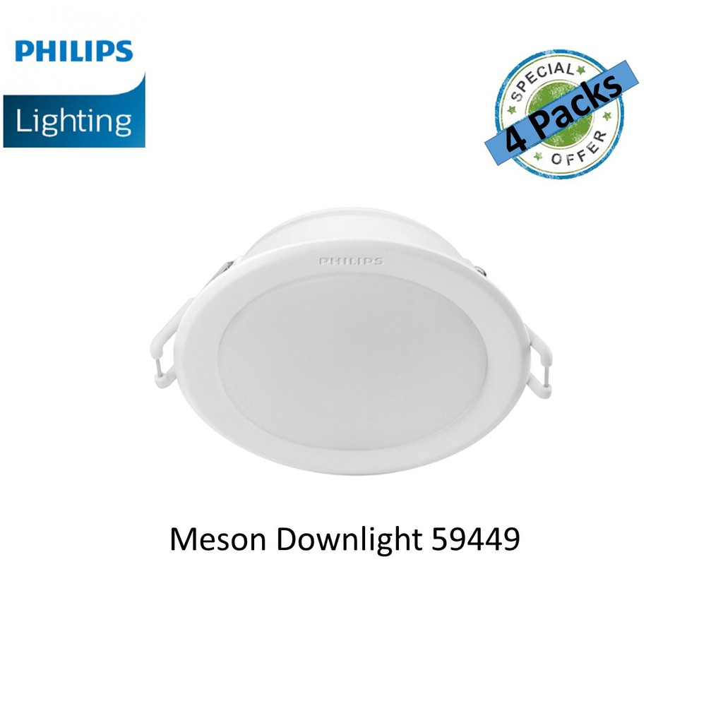 (4 Packs) Philips 59449 Meson Downlight 105 9W Light LED and Functional for Rooms IP20 ...