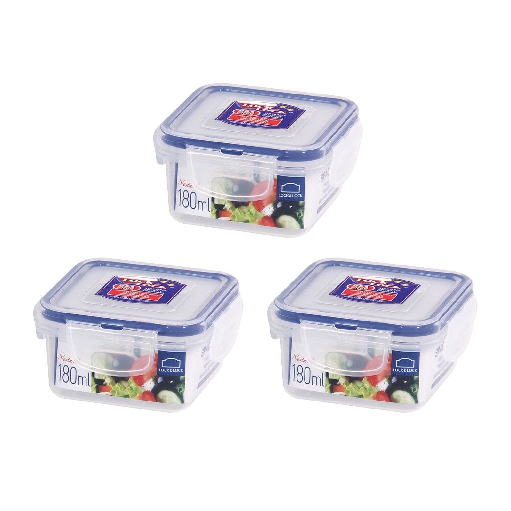 LocknLock Official Nestable Square Food Container 180ml 3 Pcs (HPL976x3 ...