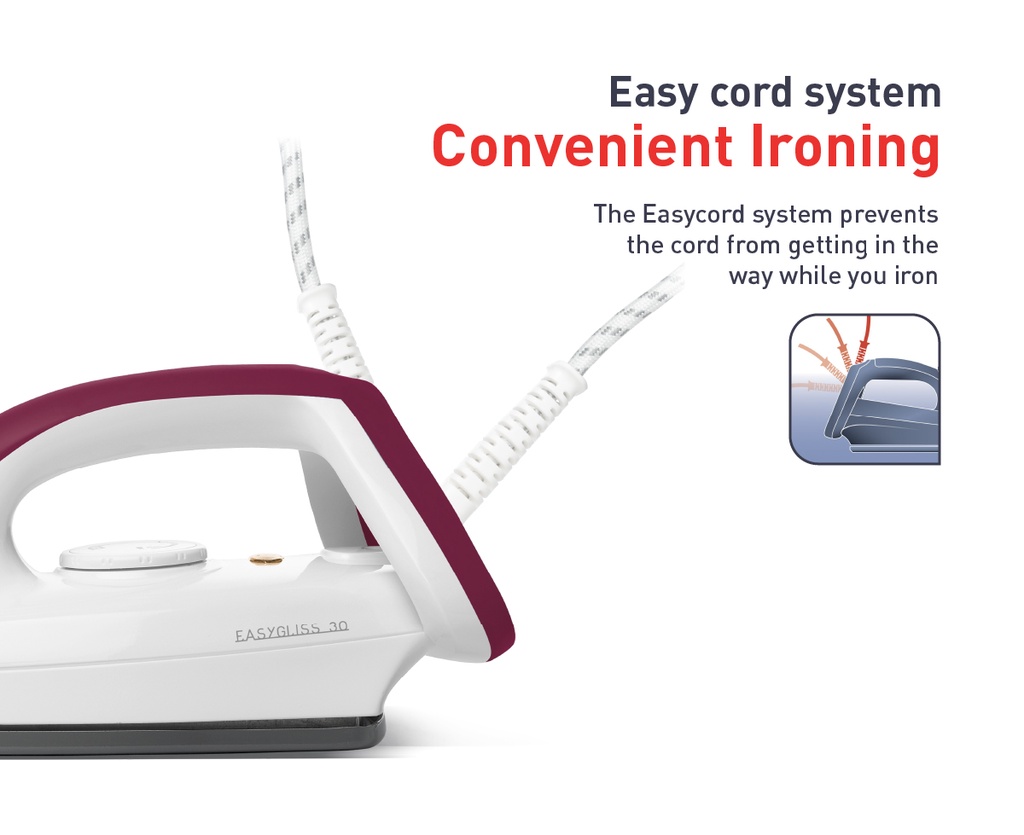 Tefal Durilium Technology Soleplate Easygliss Dry Iron 1.8m 1200W FS4030 – Precise Temperature ...