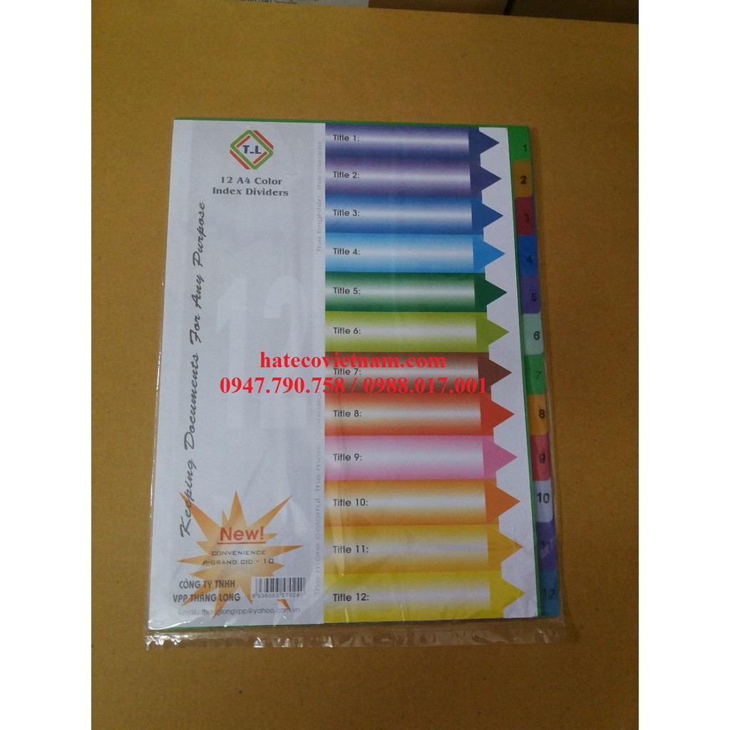 1 Set of 10 sheets, 10-color plastic file divider TL - file divider 10 ...