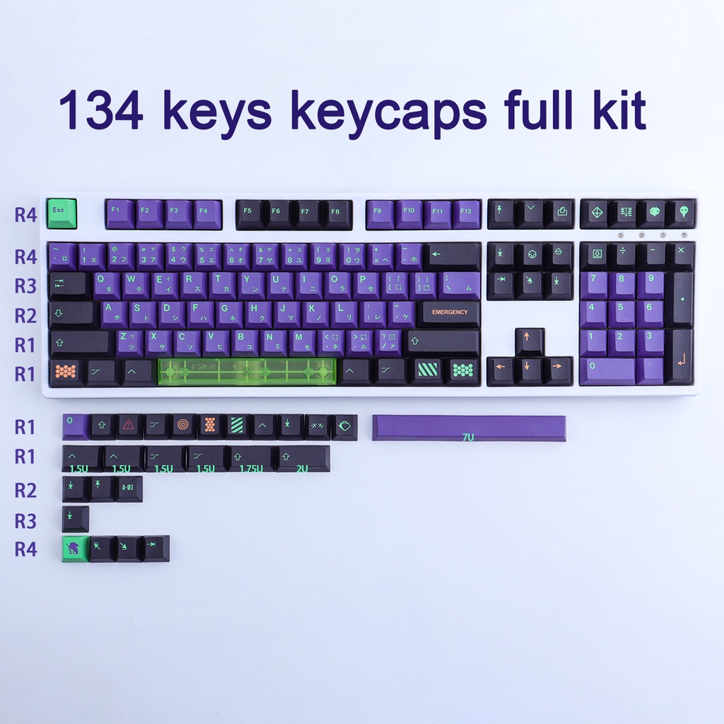 EVA Mecha-01 Keycap, 134 Keys PBT Keycaps Cherry Profile DYE-SUB EVA ...