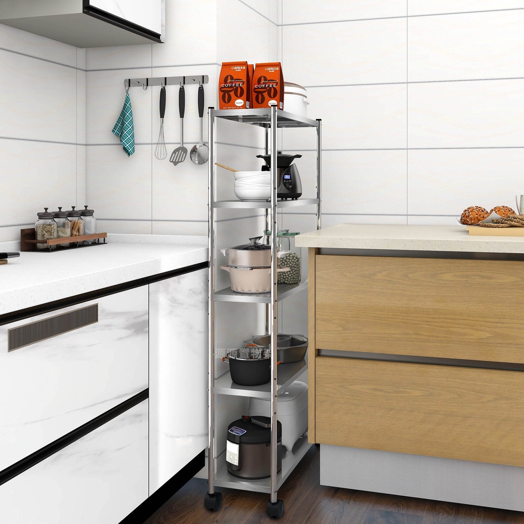 Kitchen Stainless Steel Storage Rack Floor Gap Storage Multi-Layer ...
