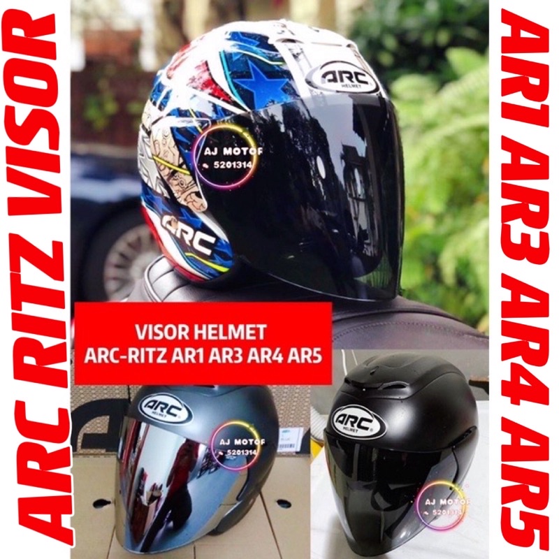 VISOR ARC RITZ AR1 AR3 AR4 AR5 SMOKE TINTED DARK BLACK SILVER CHROME ...