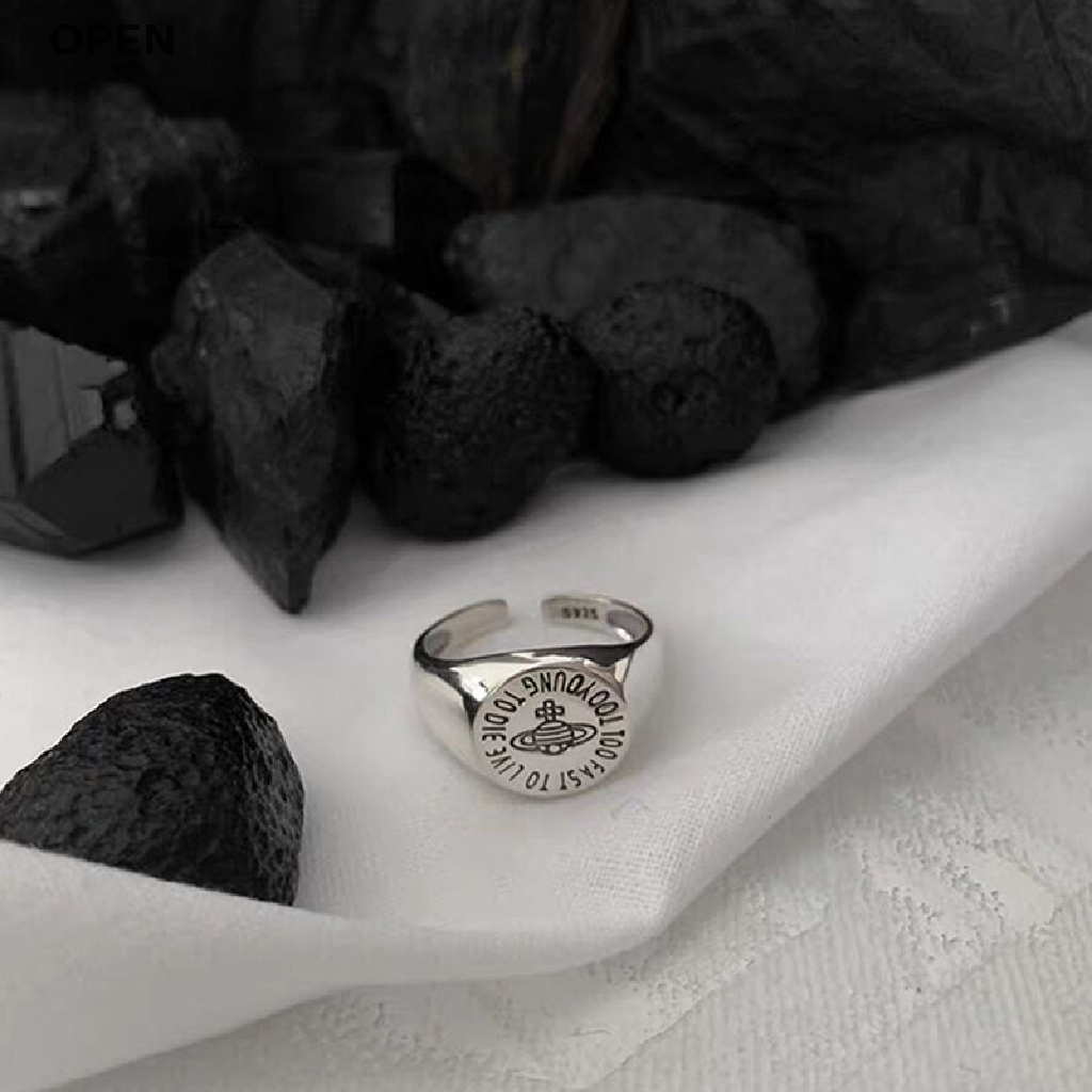 op Retro Simple Style Saturn Rings For Women Men Fashion Silver Color ...