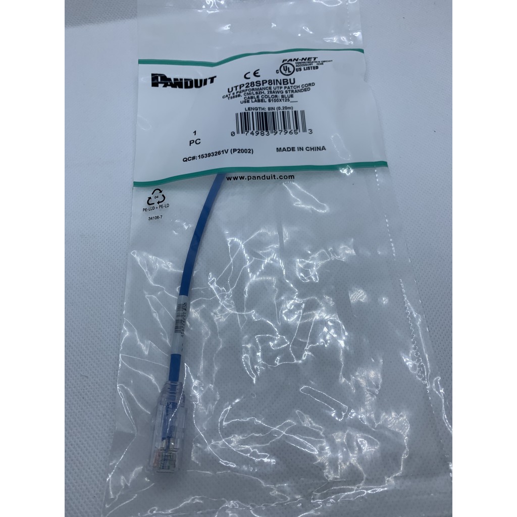 Panduit UTP28SP8INBU Cat6 Performance UTP Patch Cord T568B CM/LSZH ...