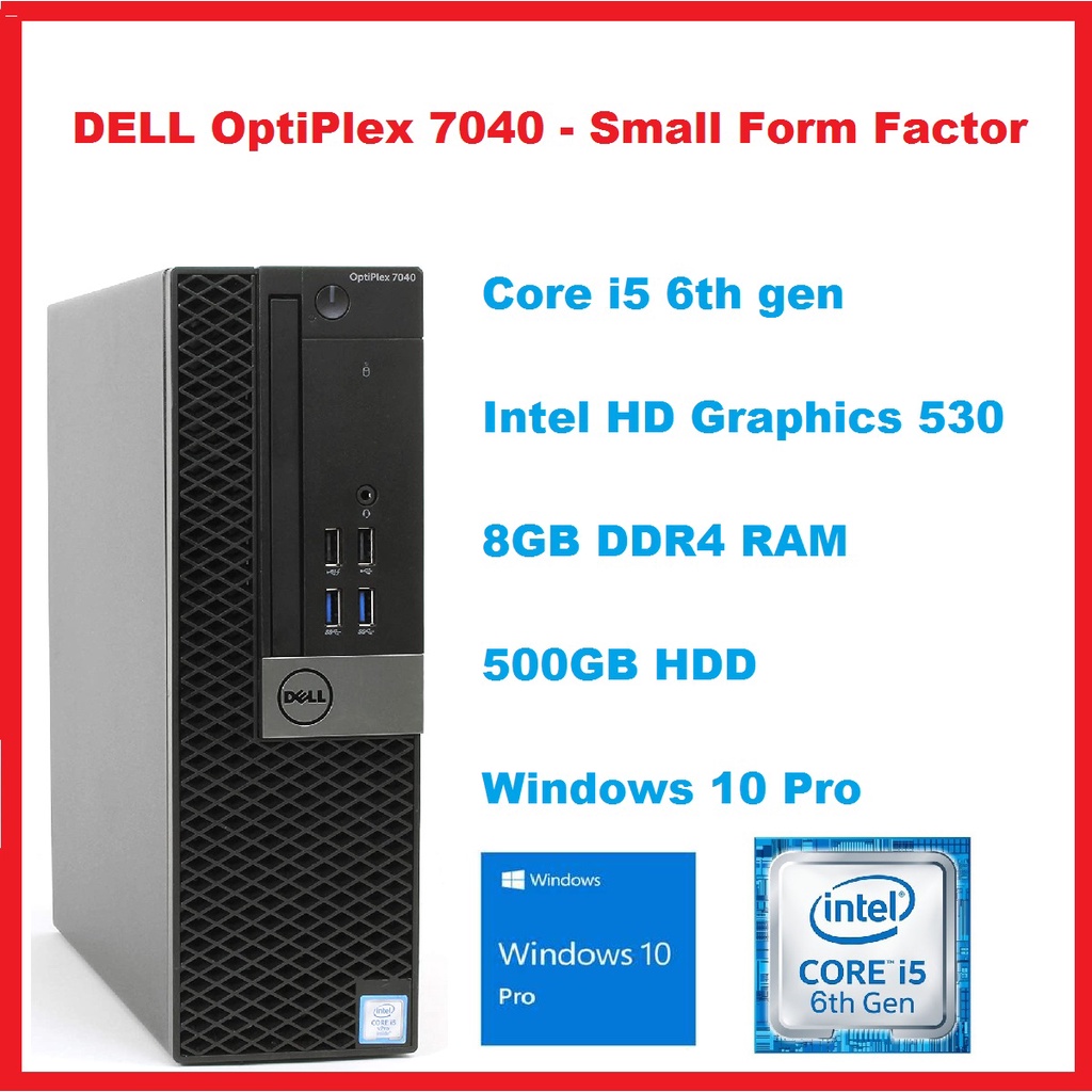 DELL OptiPlex 7040 - Small Form Factor (Core i5 6500, 8GB RAM, 500GB HDD, Windows 10 Pro, intel ...