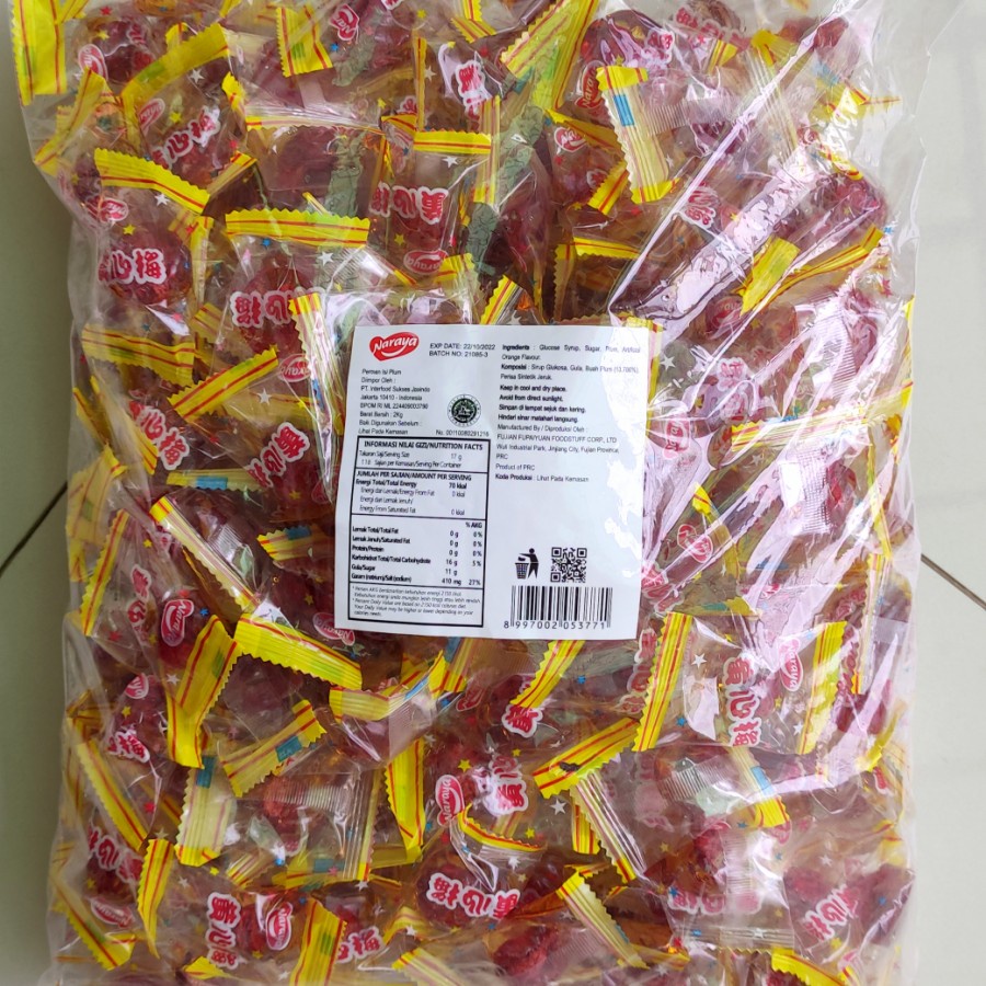 Big Size 2kg Naraya Golden Plum Candy Sour Sweet / Candy Filled Plum ...