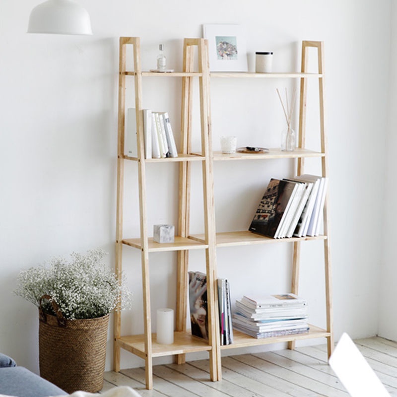 [Solid wood multi-layer storage rack] Nordic simple bookshelf floor ...