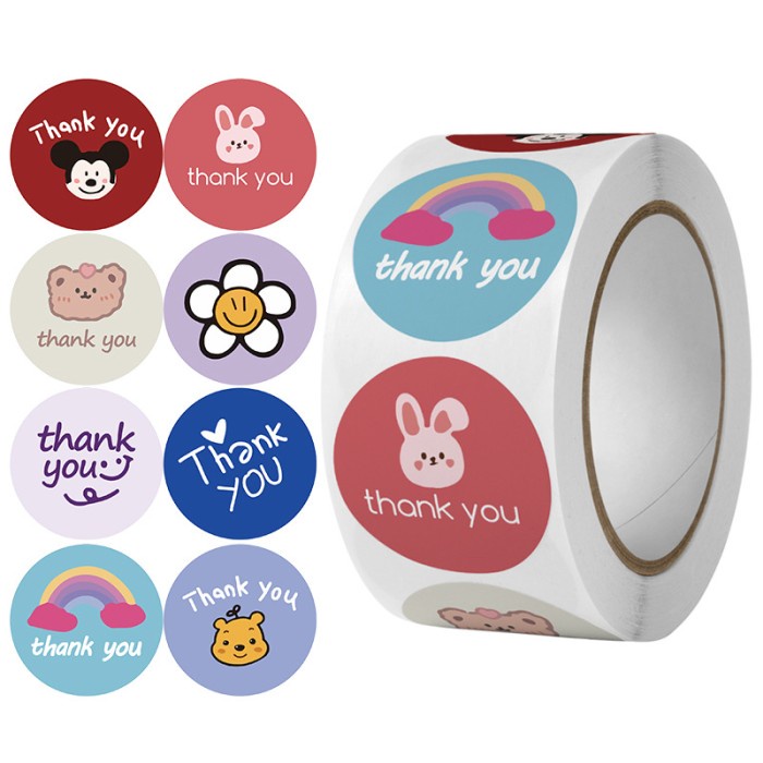 Cute Cartoon Motif Sticker Insulation Tape, Thank You (500 Stickers ...