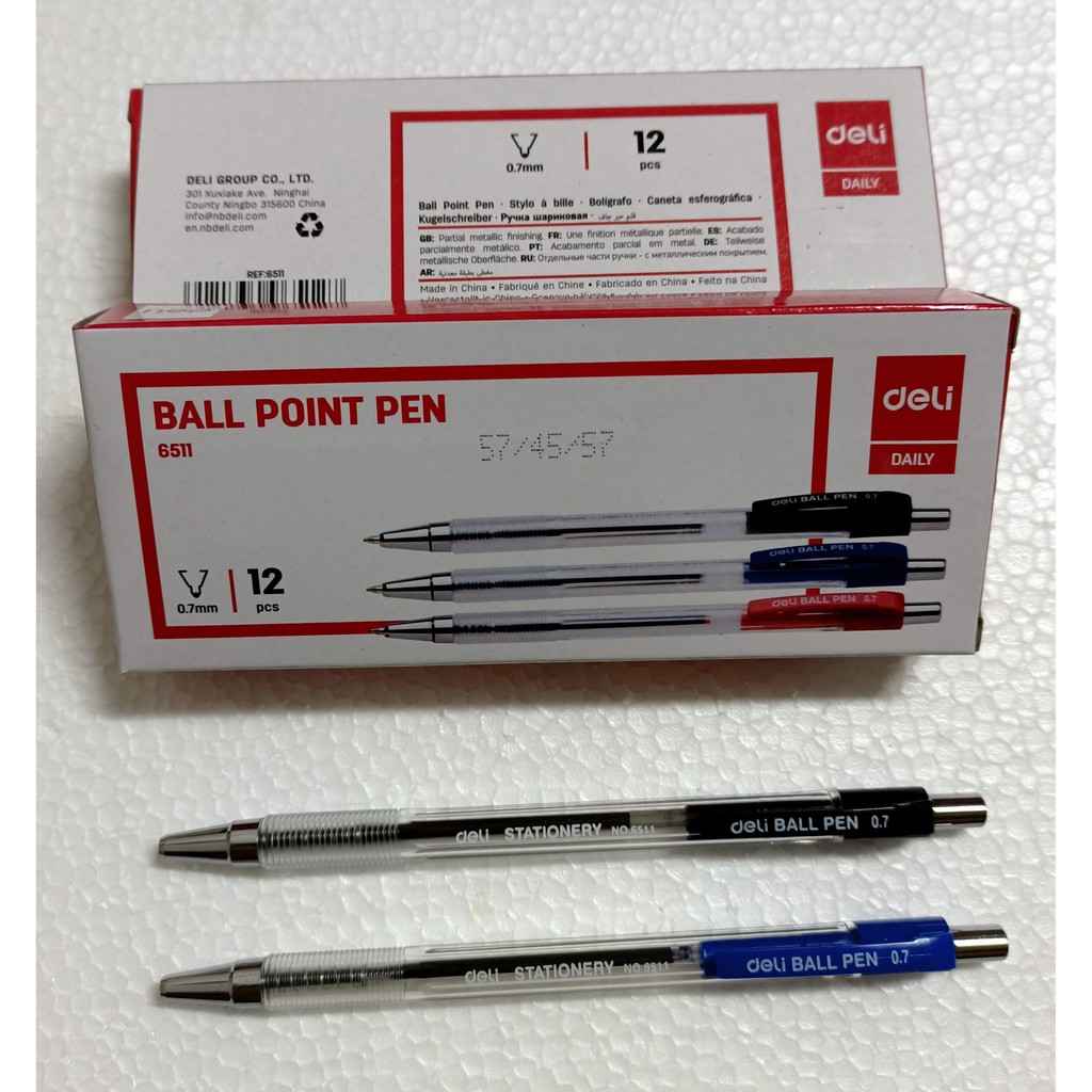 12 Pcs Deli E6511 Retractable Ball Pen 0.7mm | Shopee Singapore