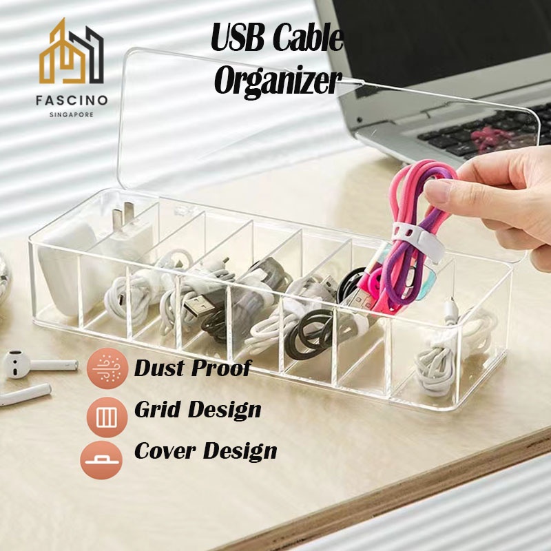 【SG】USB Cable Management Box Data Line Storage Box Wire Storage Box ...