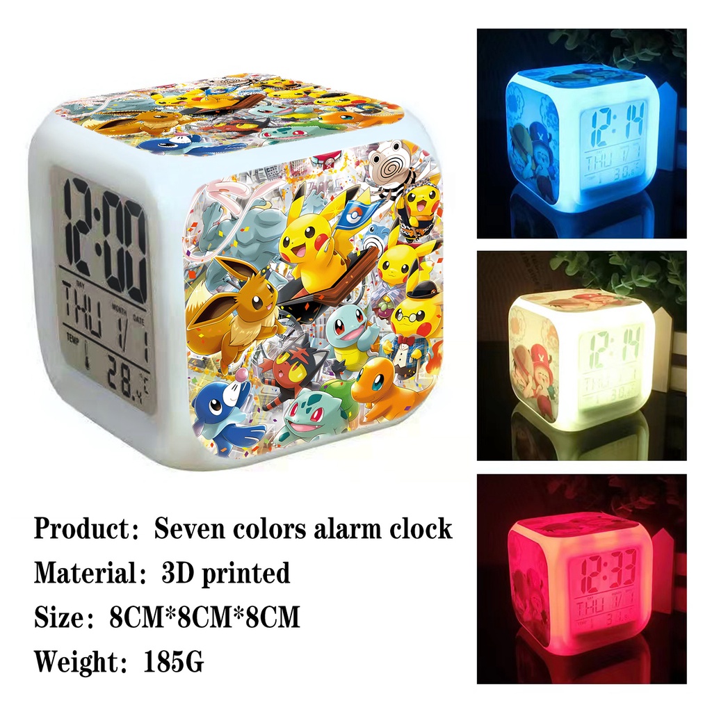 Pikachu Pokemon Digital Electronic Alarm Electric Desk Clock Anime ...
