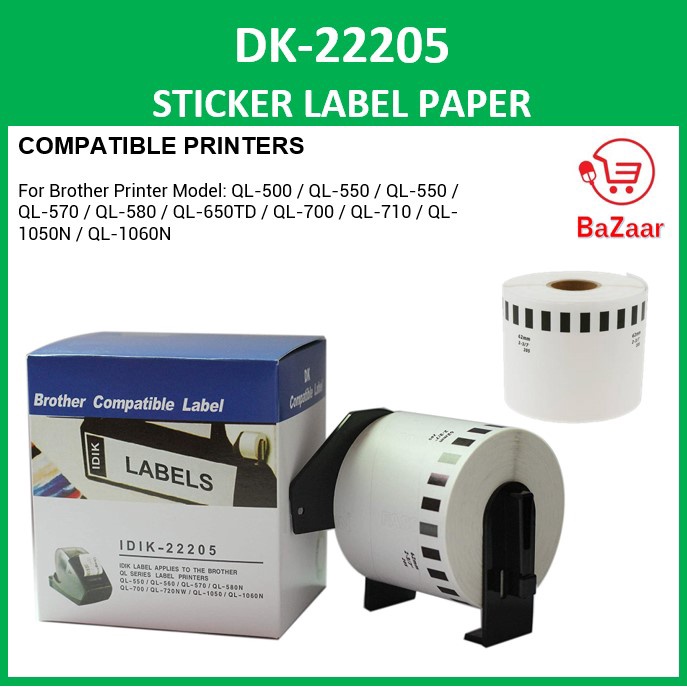 Compatible DK22205 DK-22205 2205 Brother Continuous Thermal Paper Label ...