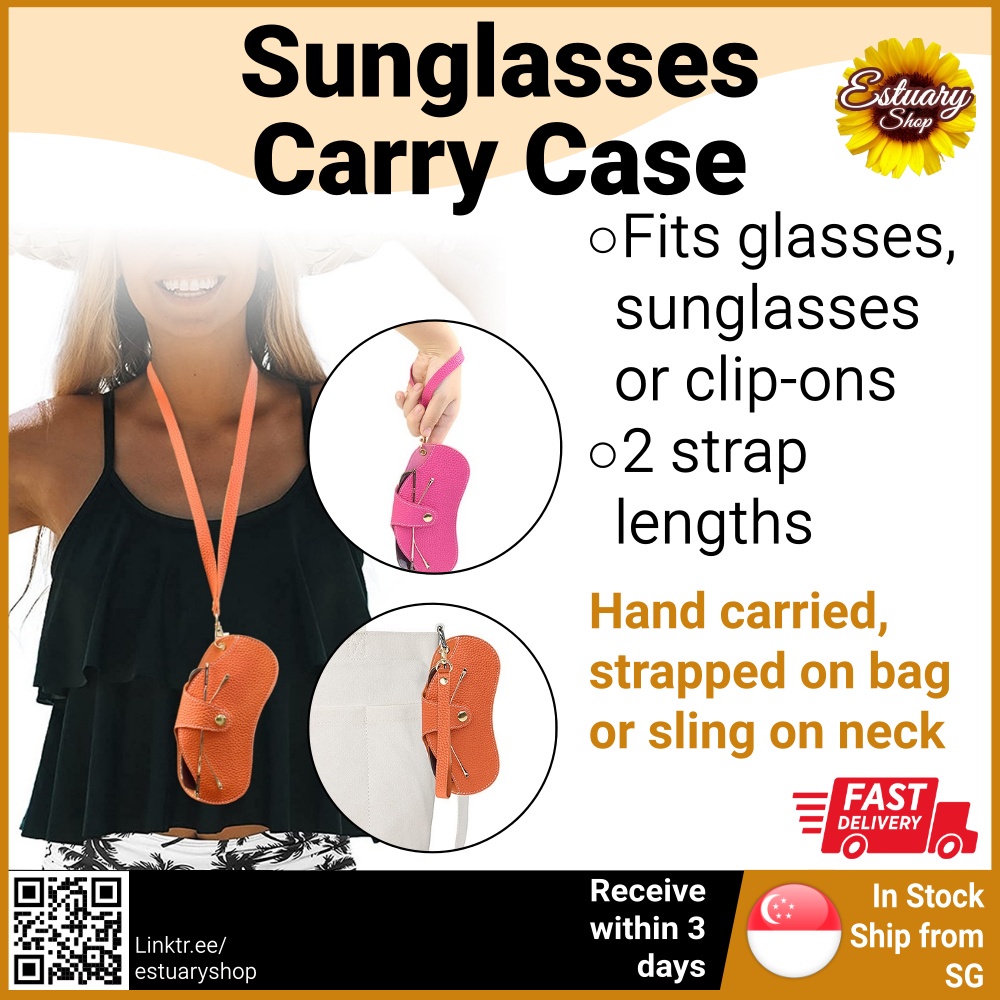 [SG Seller] Sunglasses Carry Case PU Leather 2 Strap Lengths - Can be ...