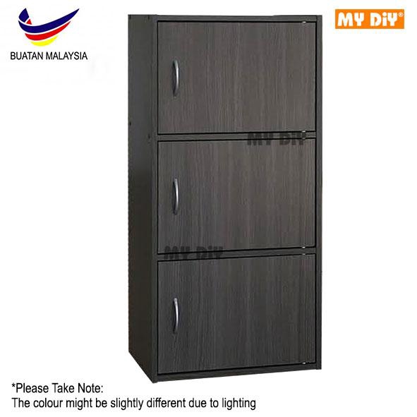 MYDIYSDNBHD - 3 Tier Storage Shelf With Door Model 1311 Colour Oak Grey ...