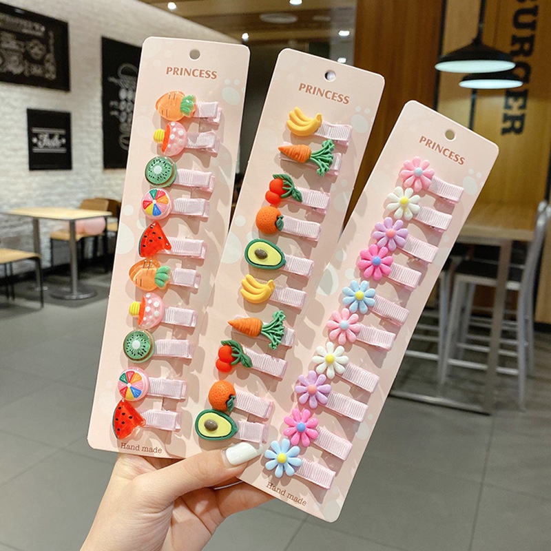 10 Pieces Girls Hair Clip Kid's Cute Fruit Hairpin Children's Cartoon ...