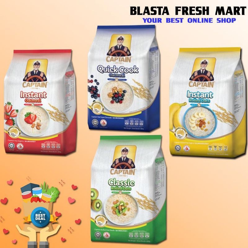 Captain Oats Oatmeal Instant/QuickCook 800g-1300g | Shopee Singapore