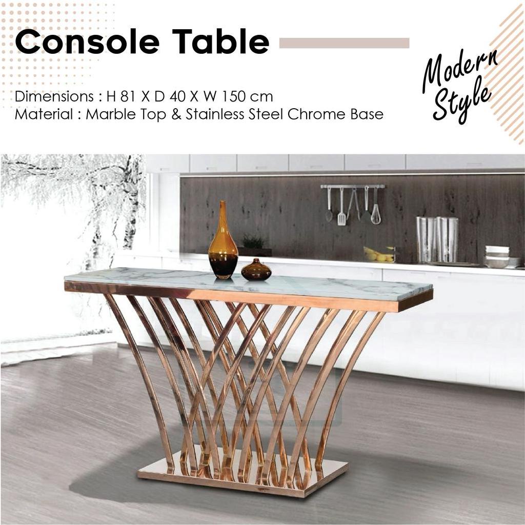 CONSOLE TABLE WHITE MARBLE TOP MODERN/MARBLE TABLE/HALLWAY TABLE/ENTRY ...