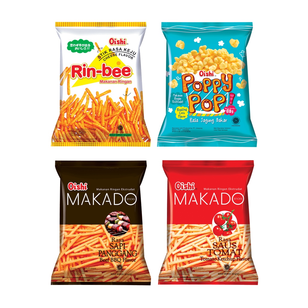 Oishi Rin-Bee/Makado/Poppy Pop 60gr (4 Variants) | Shopee Singapore