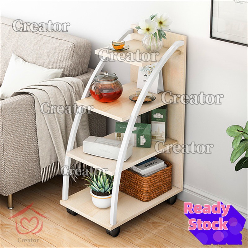 Creative New Curved Multi-Layer Coffee Table With Casters Mobile Tea ...