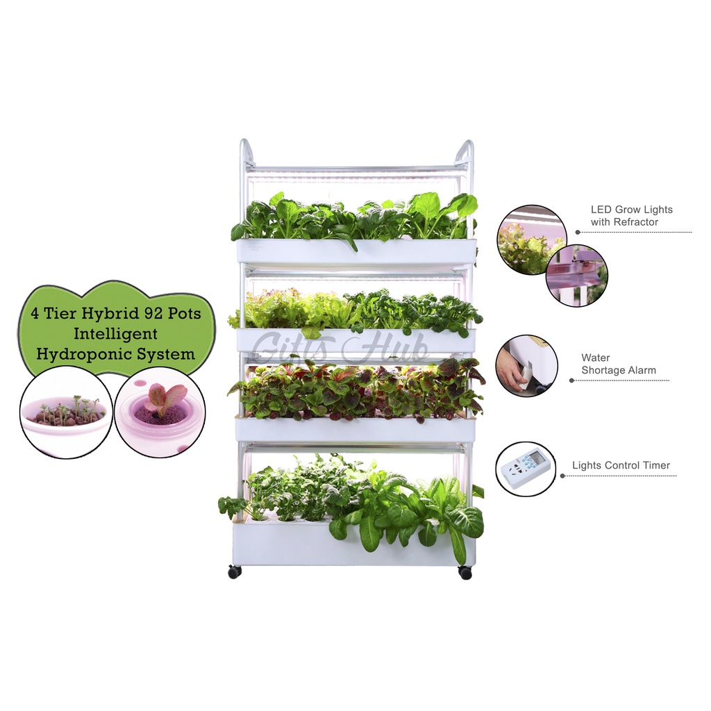 LeGrove 4 Tier Hybrid 92 Pots Hydroponic System Soiless NFT Gardening ...