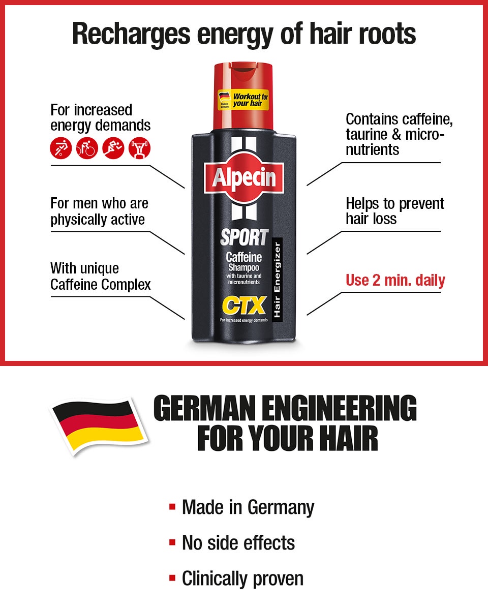 (Expiry 08/2025) [Bundle of 2] Alpecin Sport Caffeine Shampoo CTX (250ml) - Men's Shampoo ...