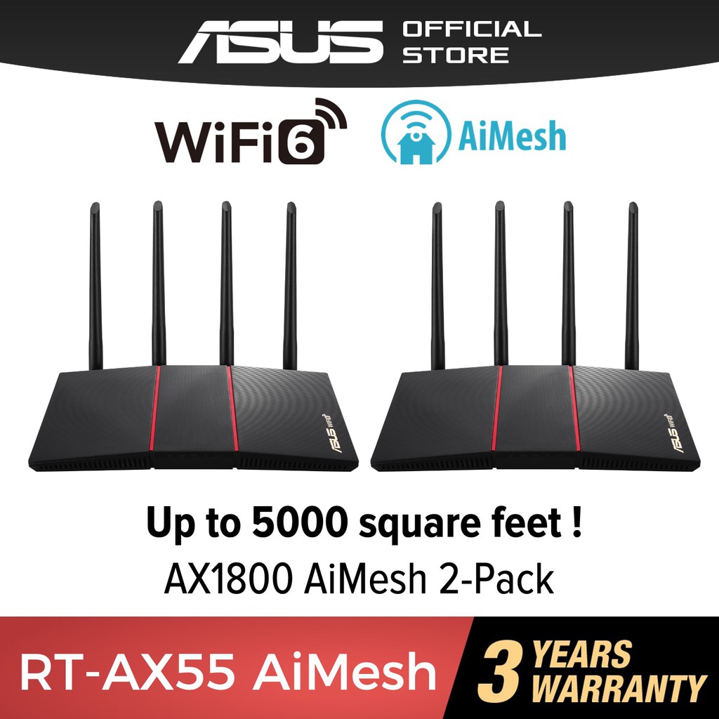 ASUS AX1800 Mesh WiFi System with WiFi 6 AiMesh (2 Pack) | Shopee Singapore
