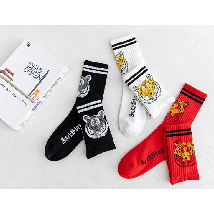 Tiger face turtleneck socks for men and women, sporty and active style ...