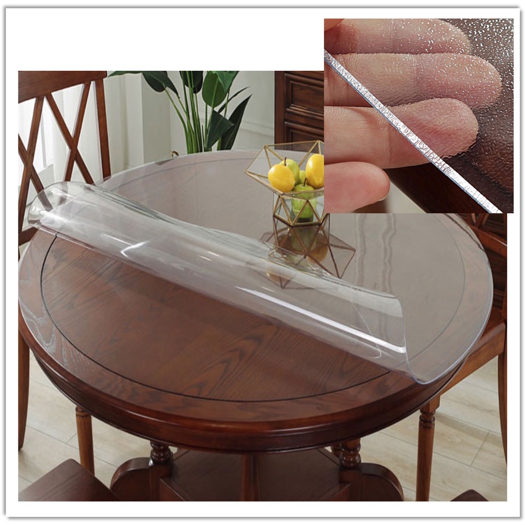 Round Shape Table Mat Protector PVC Soft Crystal Glass Waterproof Cover ...