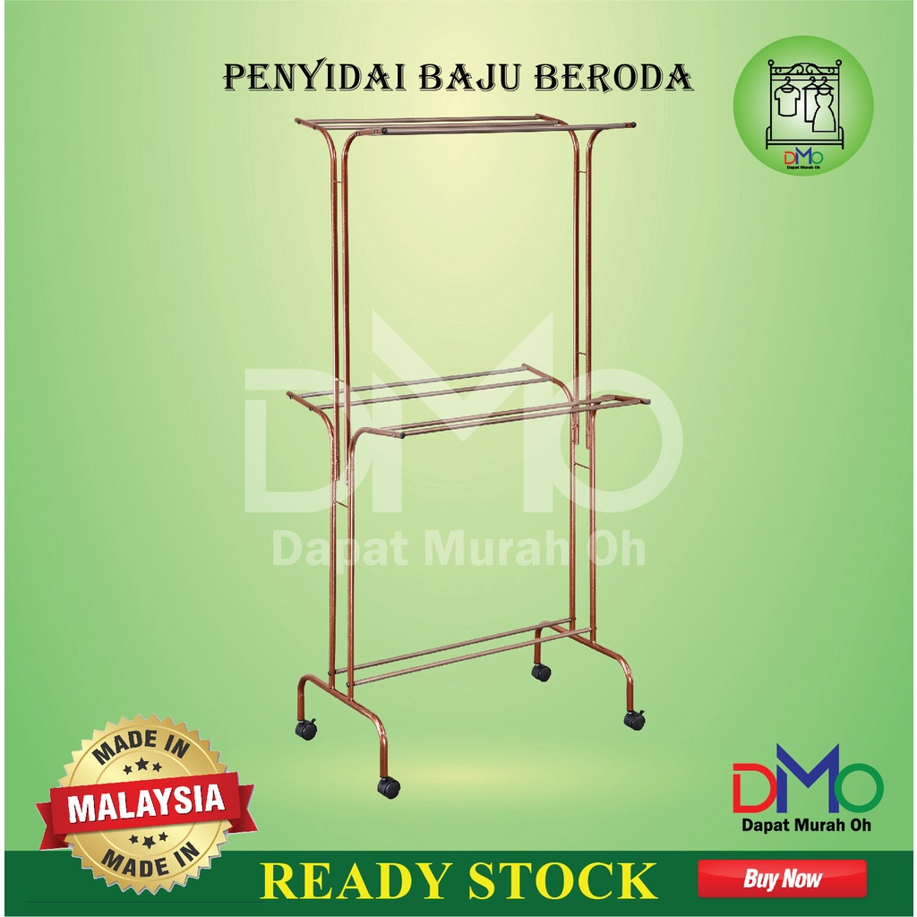 CLOTHES HANGER WITH WHEELS DMOPB108-Penyidai Baju 2 Tingkat/2 Tiers ...